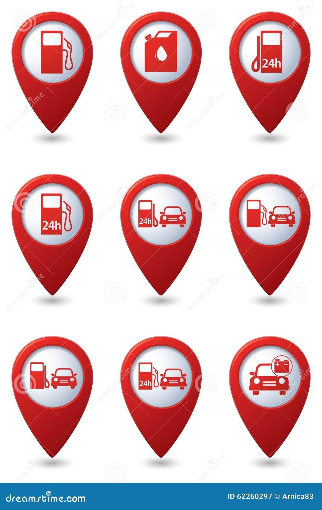 Set of Gas Station Icons on Green Map Pointers Stock Vector ... Set of Gas Station Icons on Green Map Pointers Stock Vector ...