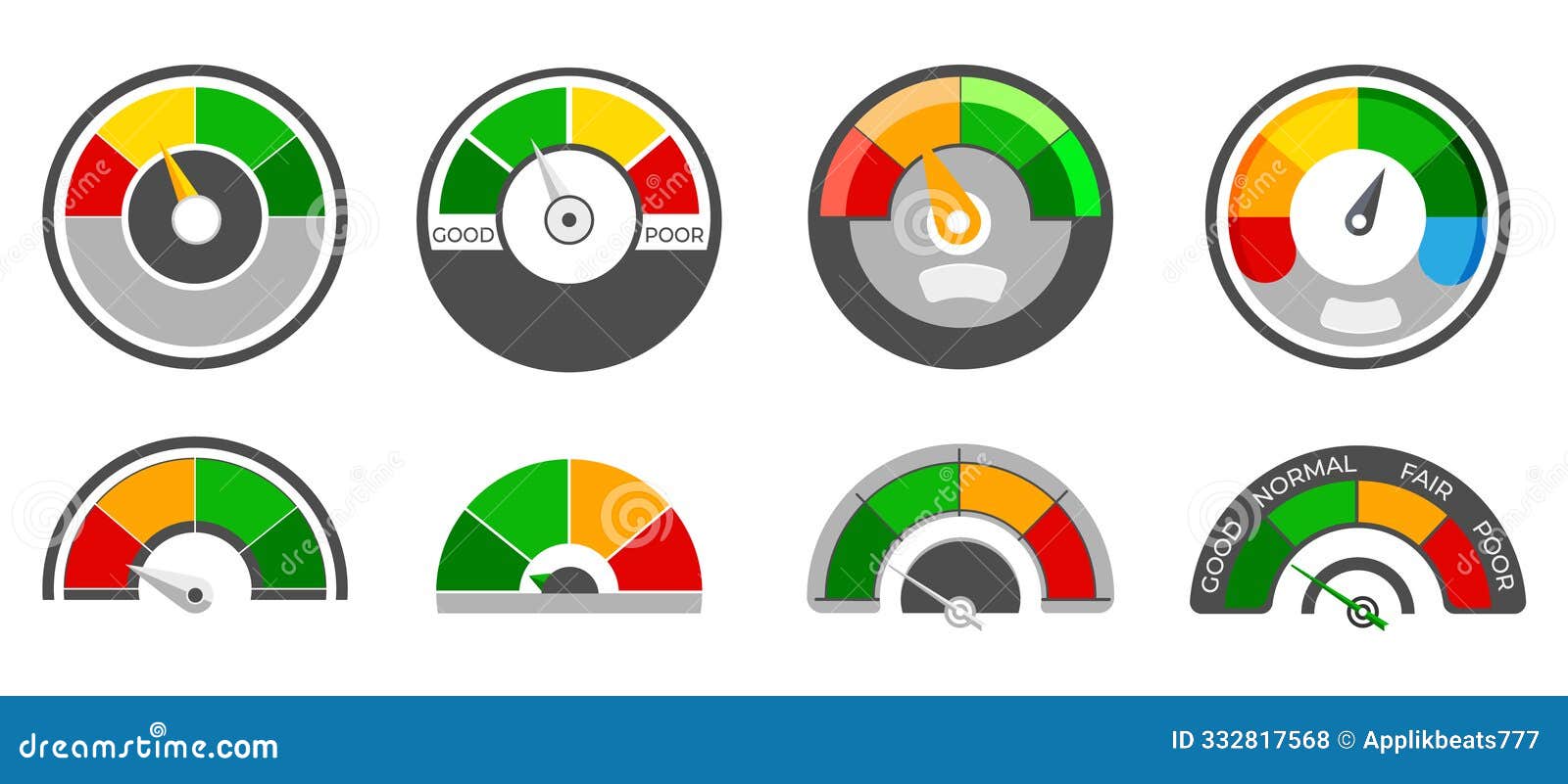 Set of Gauge Measure Meter Indicator in a Flat Design Stock Vector ...