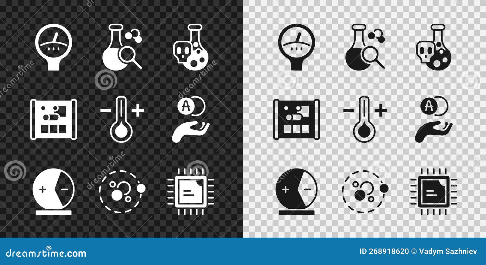 Set Gauge Scale, Test Tube, with Toxic Liquid, Atom, Processor CPU ...
