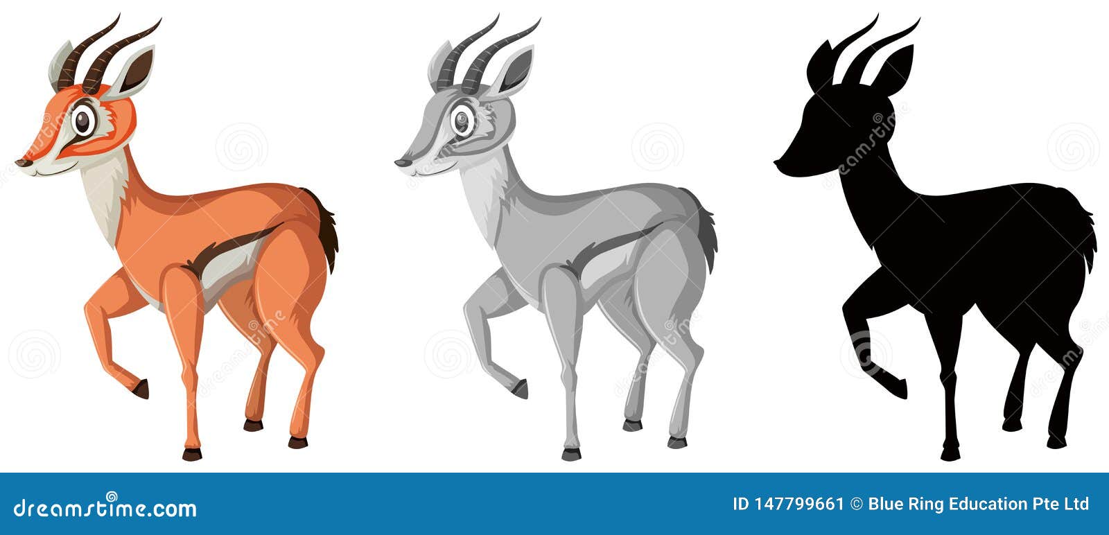 Set of gazelle character stock vector. Illustration of icon - 147799661