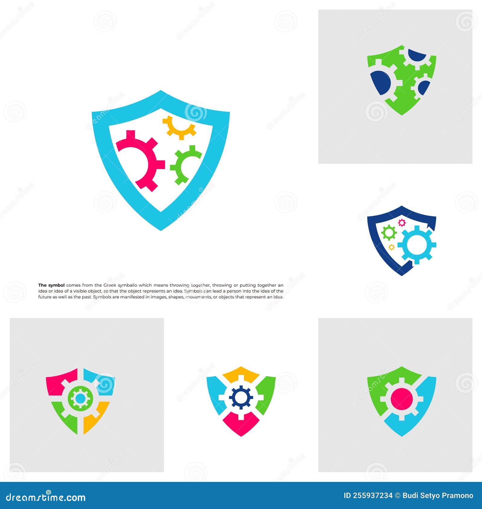 Set of Gear Shield Logo Vector. Shield Gear Logo Design Concept ...