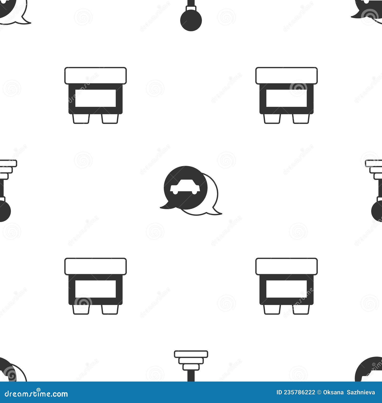 Set Gear Shifter, Car Service and Fuse on Seamless Pattern. Vector ...