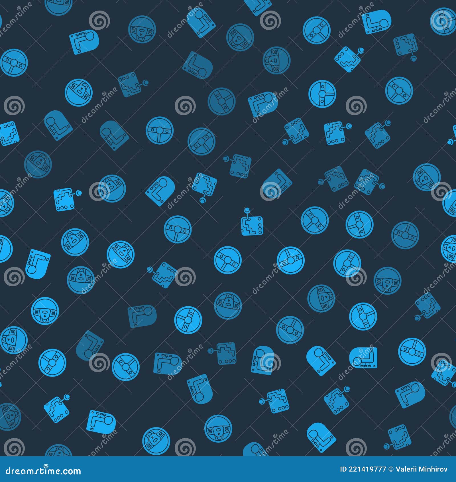Set Gear Shifter, Steering Wheel, and on Seamless Pattern. Vector Stock ...