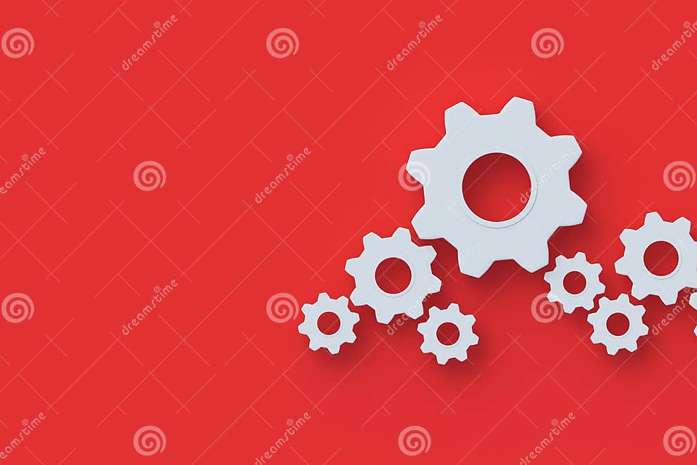 Set of Gears on Red Background. Engineering Technology Stock ...