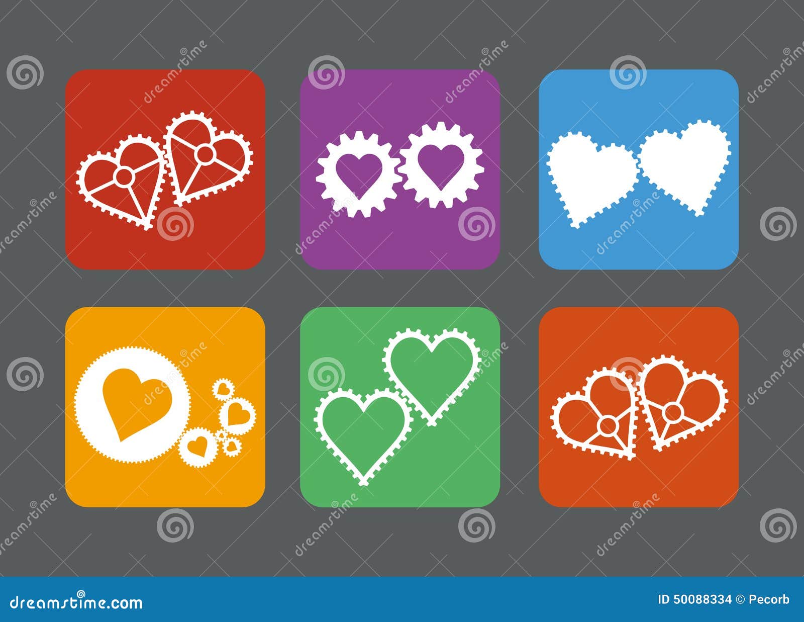 Set of Gears Style Heart Icons Stock Vector - Illustration of ...