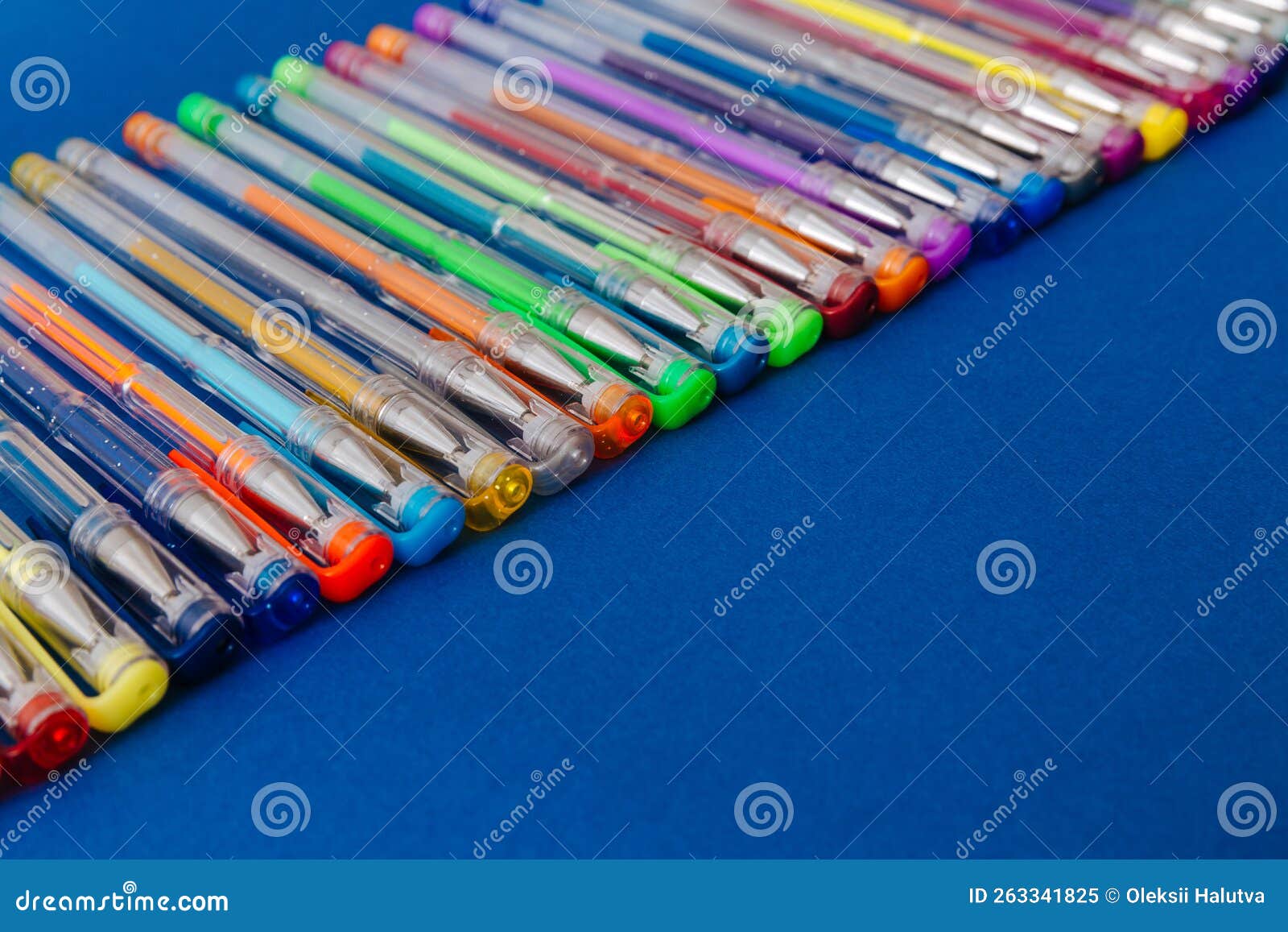 A set of gel pens. stock image. Image of education, child - 263341825