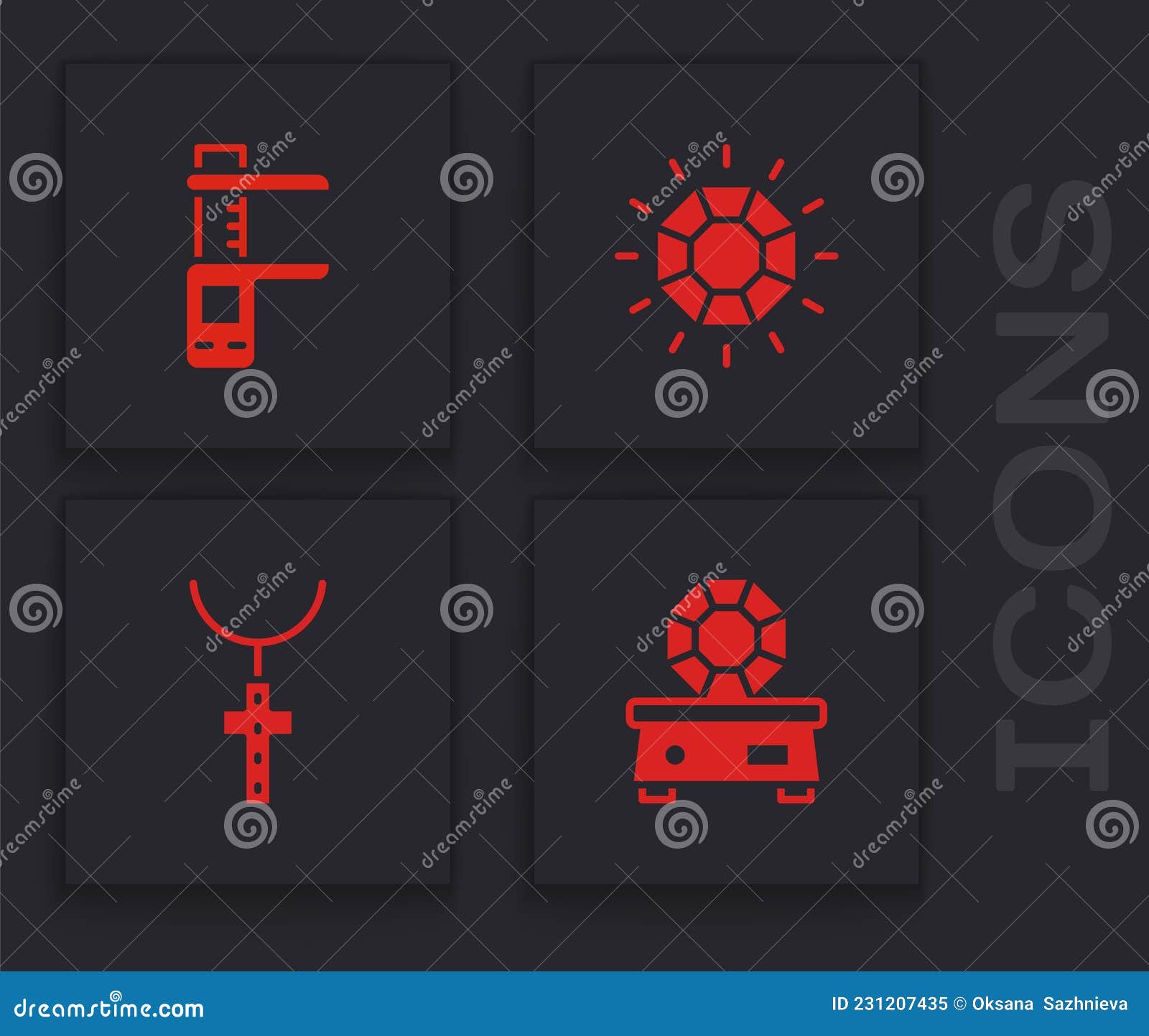 Set Gem Stone, Calliper or Caliper and Scale, Diamond and Christian ...