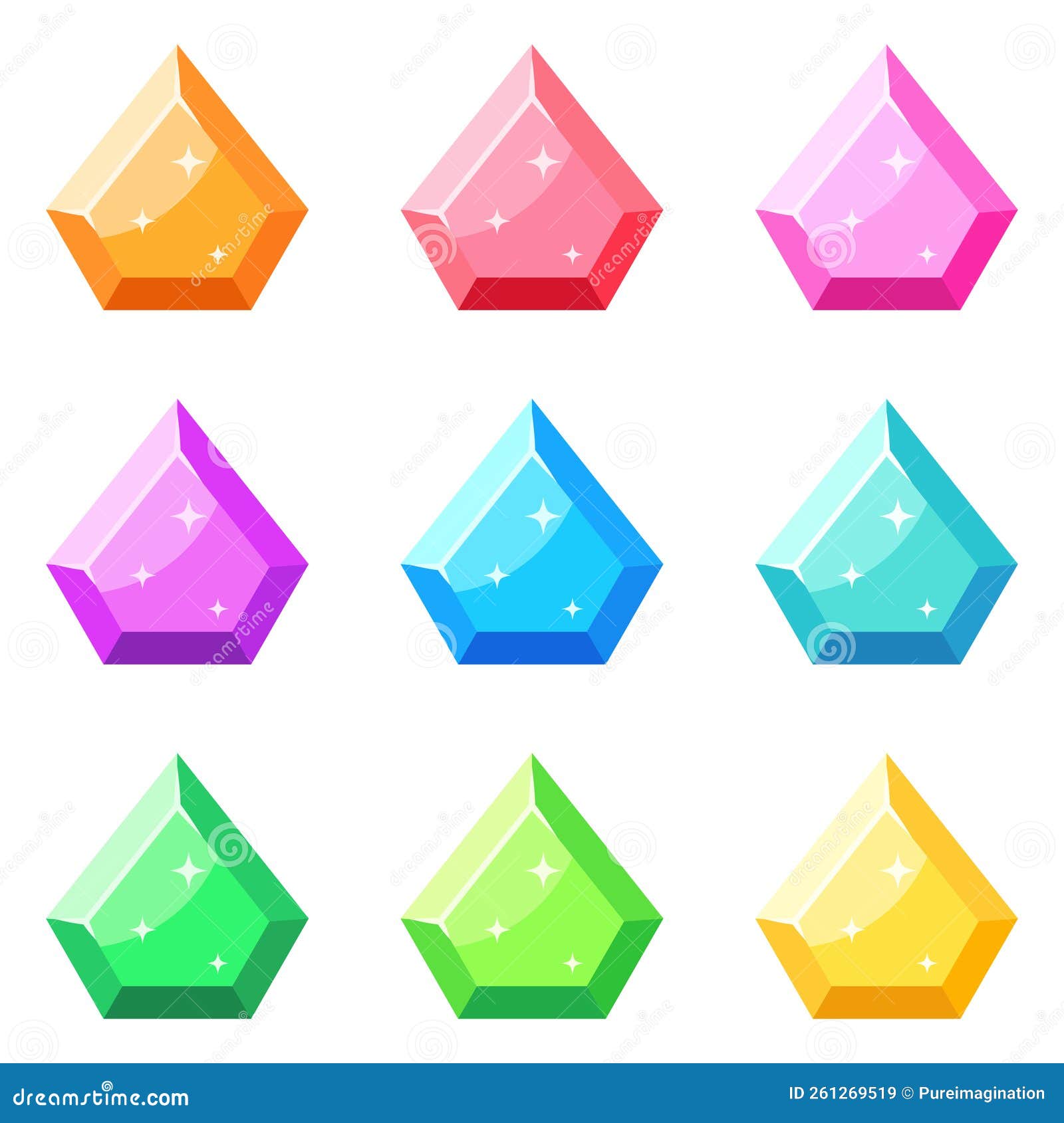 Set of Gems in Flat Style Isolated Stock Vector - Illustration of ...