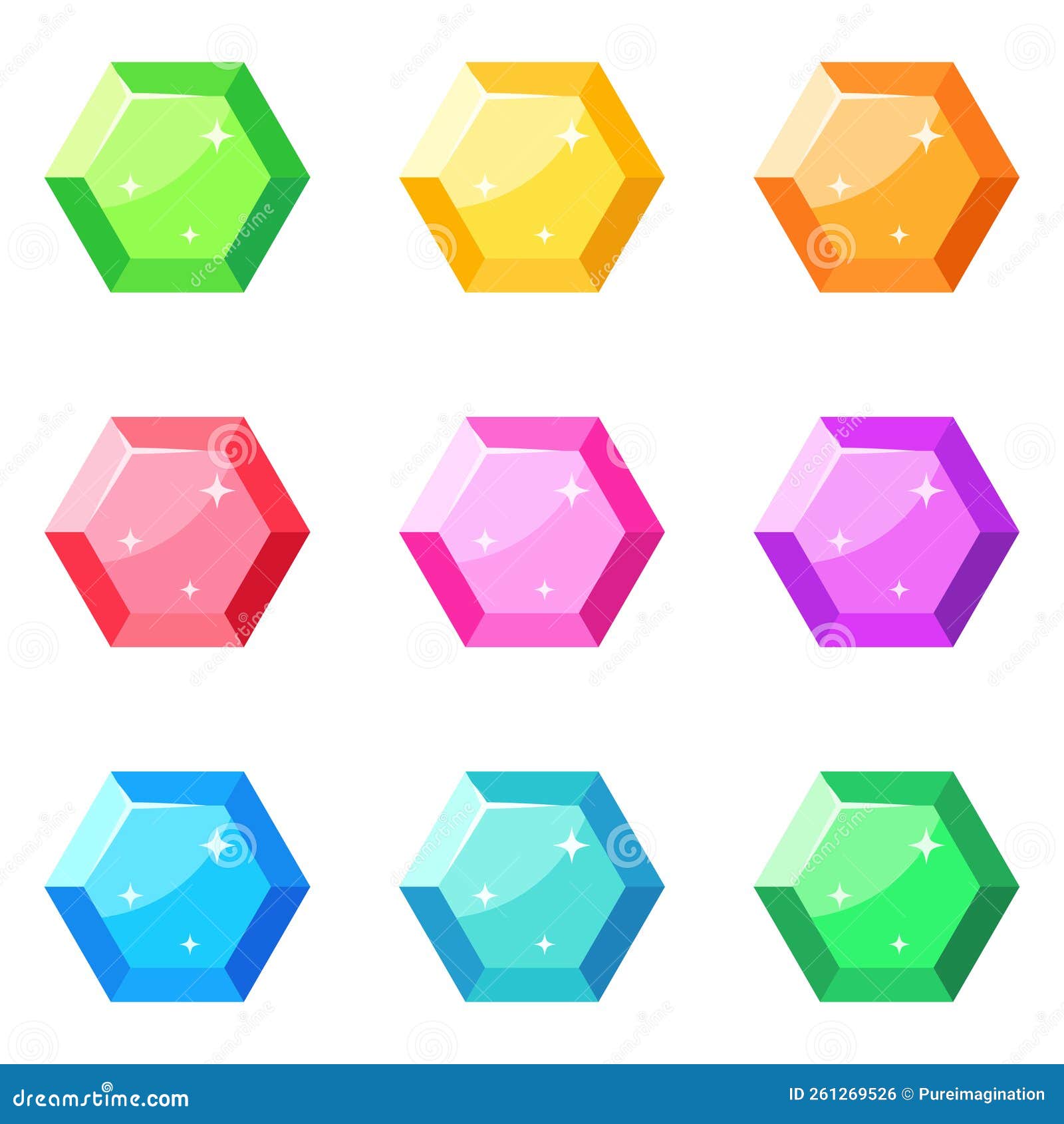Set of Gems in Flat Style Isolated Stock Vector - Illustration of ...