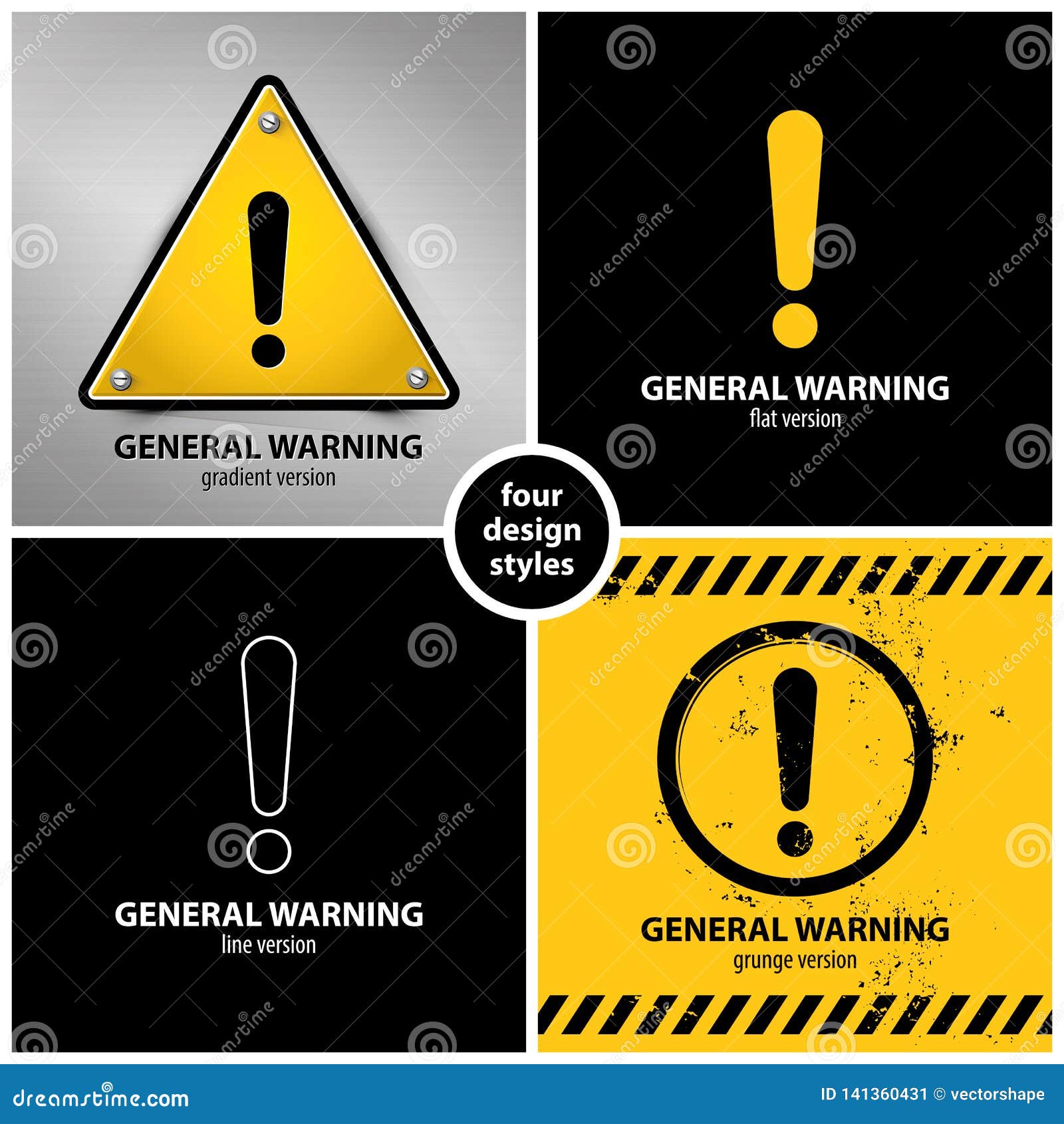 Set of General Warning Symbols Stock Vector - Illustration of error ...