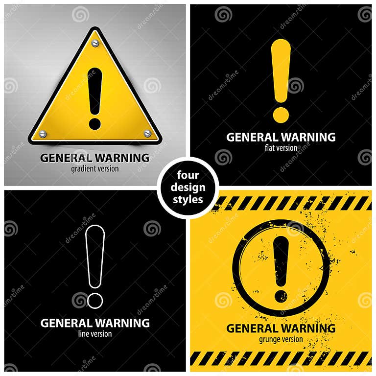 Set of General Warning Symbols Stock Vector - Illustration of error ...