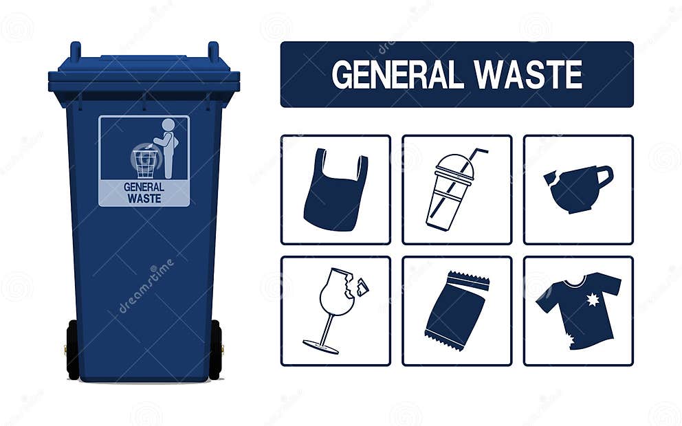 Set of General Waste Icon on Transparent Background Stock Vector ...