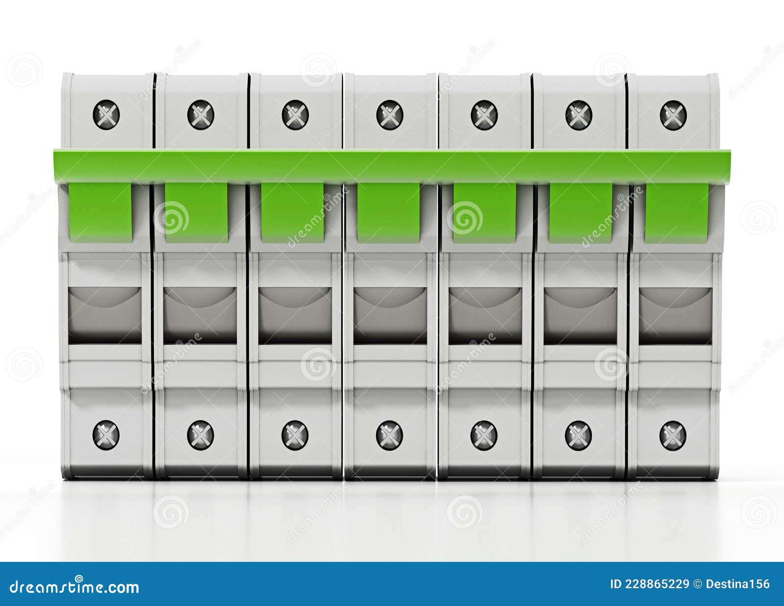 Set of Generic Electricity Fuse Boxes Isolated on White Background. 3D ...