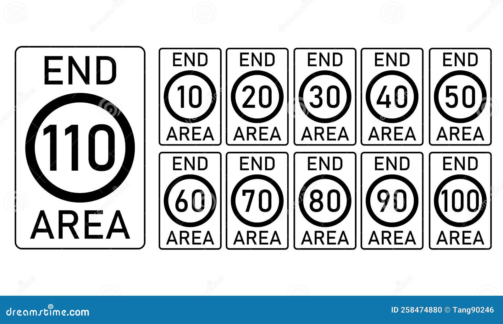 Set of Generic End of Speed Limit Signs Stock Illustration ...