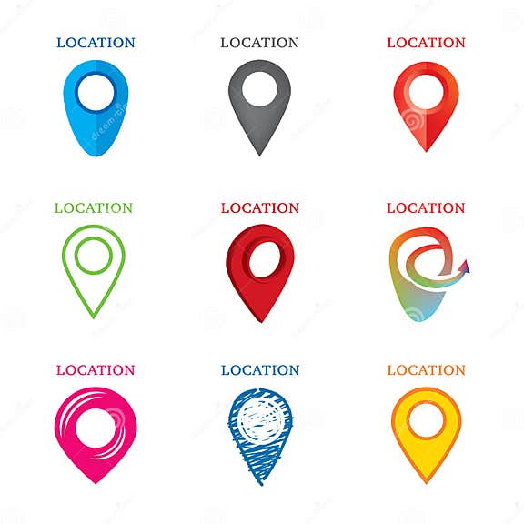 Set of geolocation logos stock vector. Illustration of pinpoint - 119346804