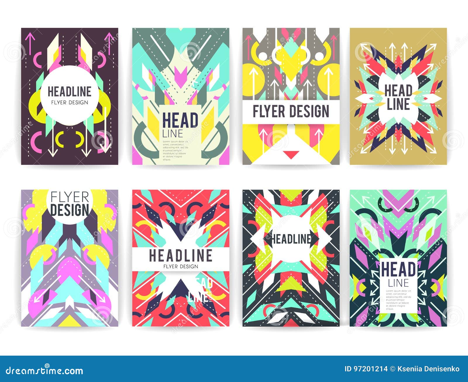 Set of Geometric Abstract Colorful Flyers Stock Vector - Illustration ...
