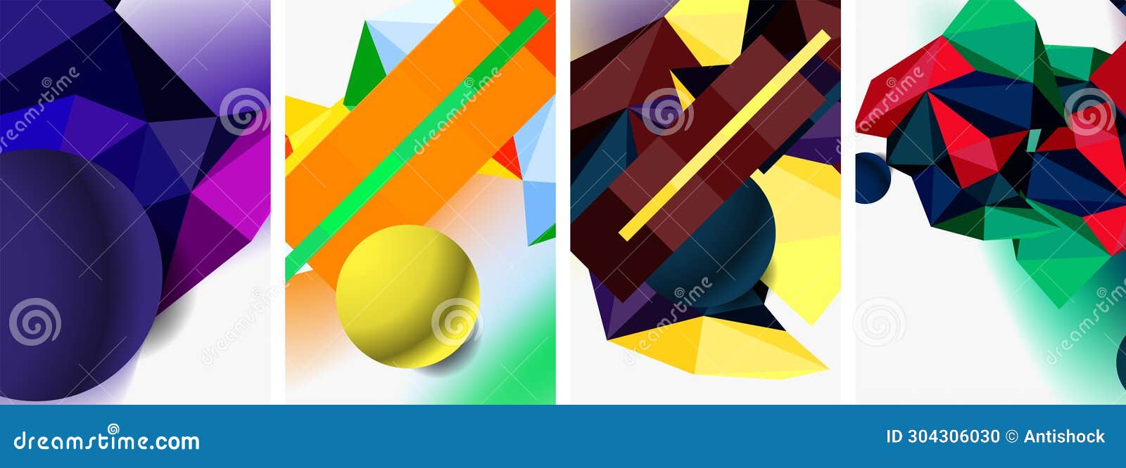 Set of Geometric Abstract Composition with Spheres and Triangles ...