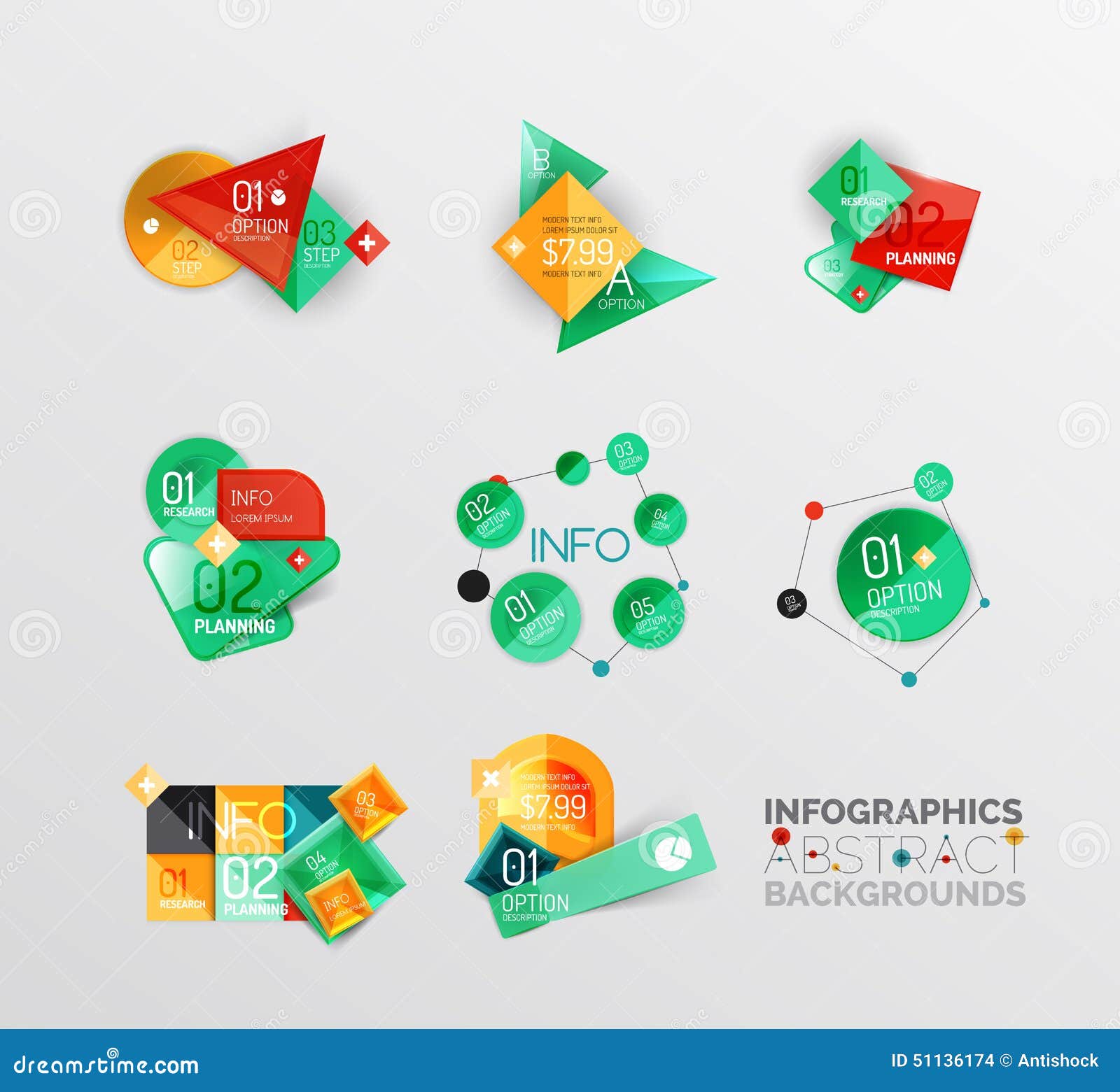 Set of Geometric Abstract Shape Infographic Stock Vector - Illustration ...