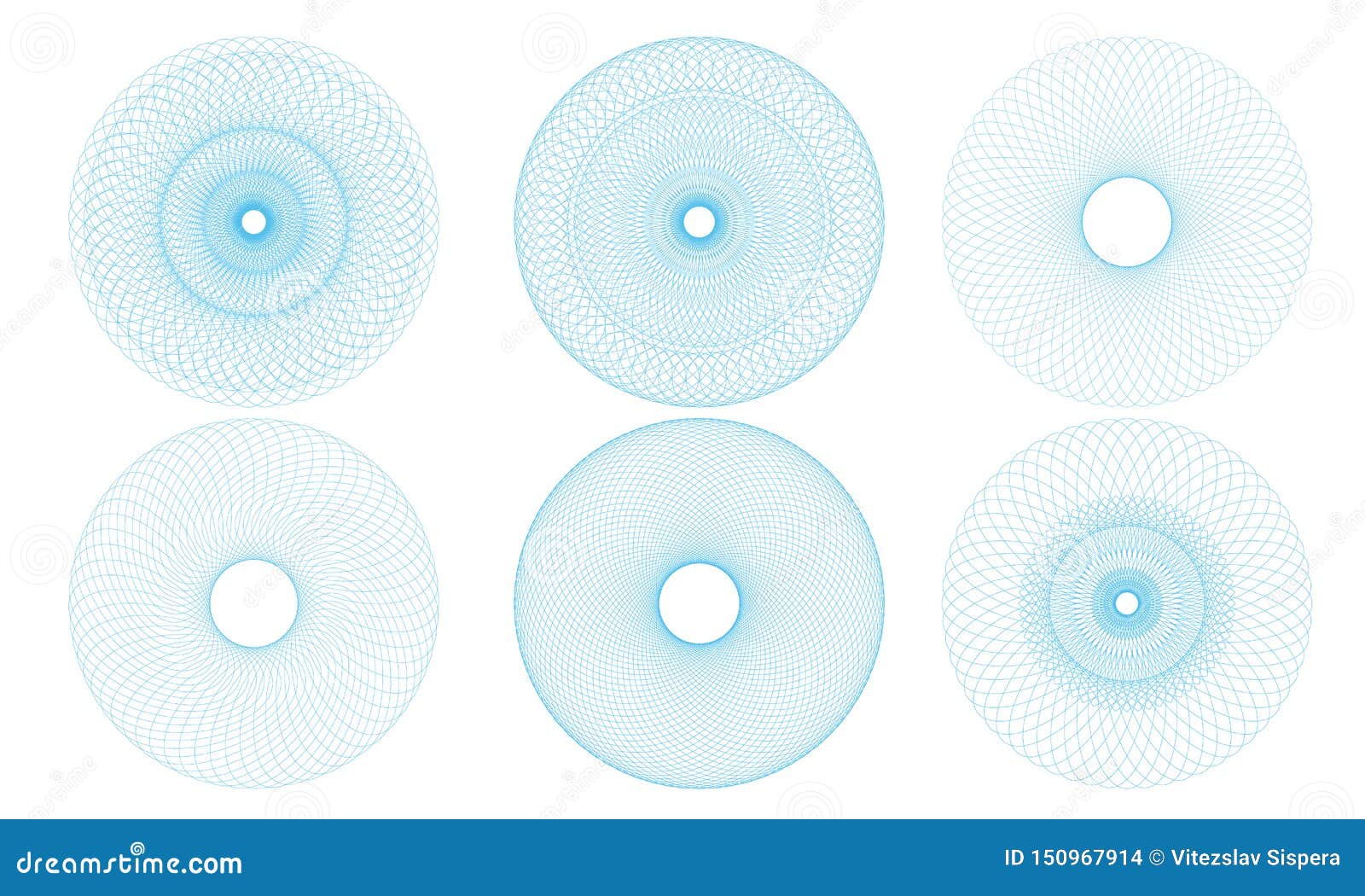 Set of Geometric Abstract Spirograph Patterns Isolated on White ...