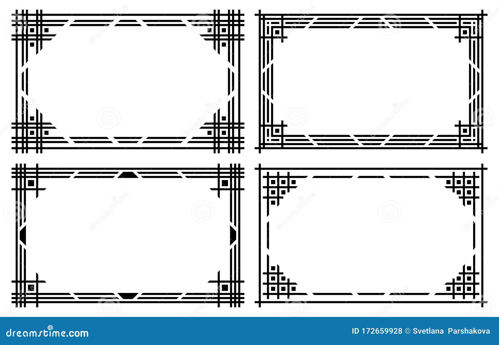 Set of Geometric Black Rectangular Frames. Stock Vector - Illustration ...