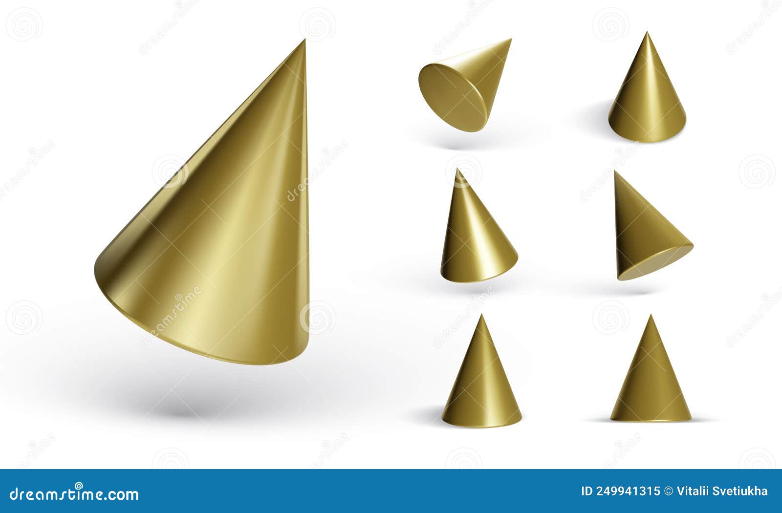 Set of Geometric Cones Isolated on White Background. 3d Geometric ...