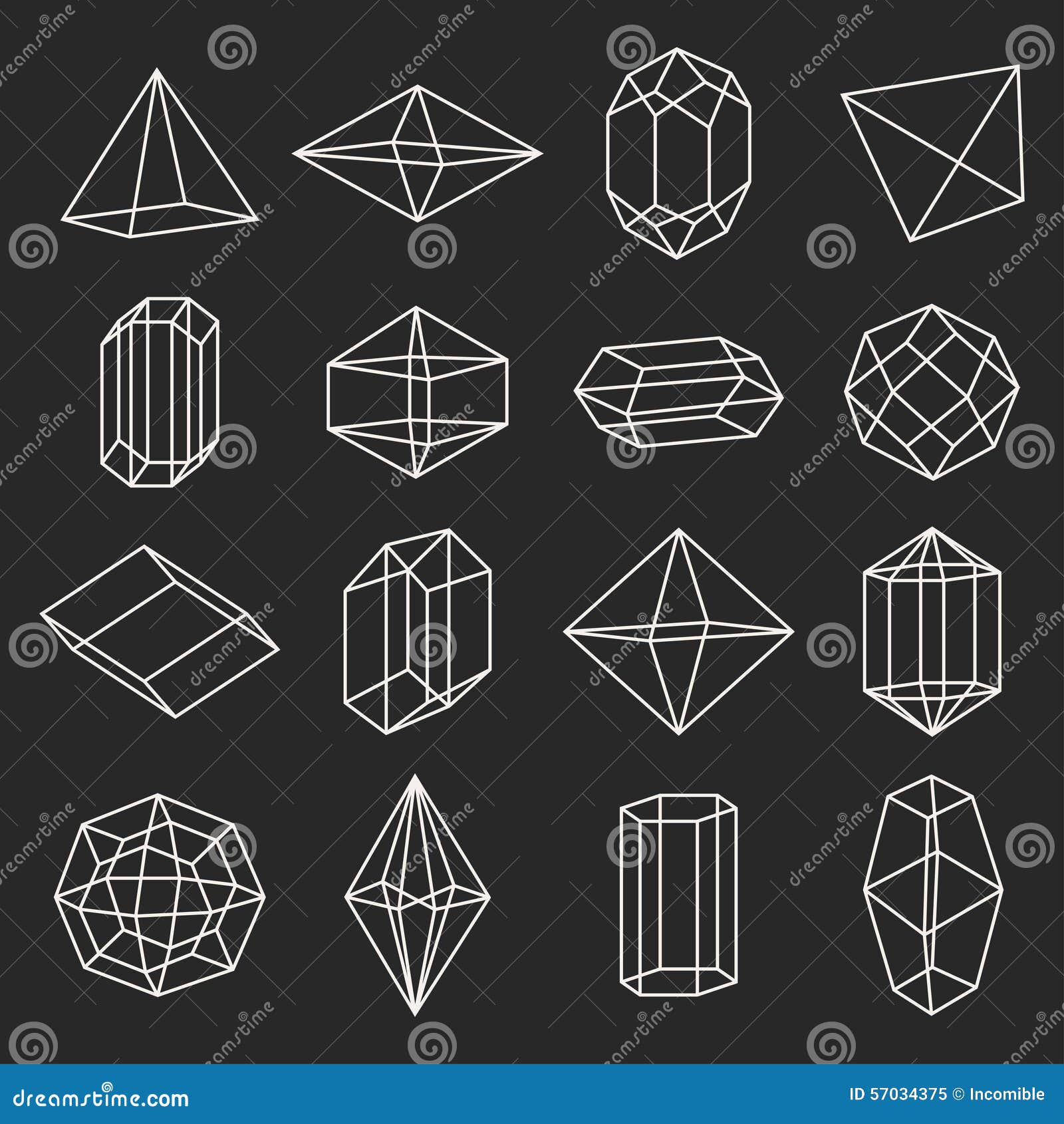 Set of Geometric Crystals Gem and Minerals Stock Vector - Illustration ...