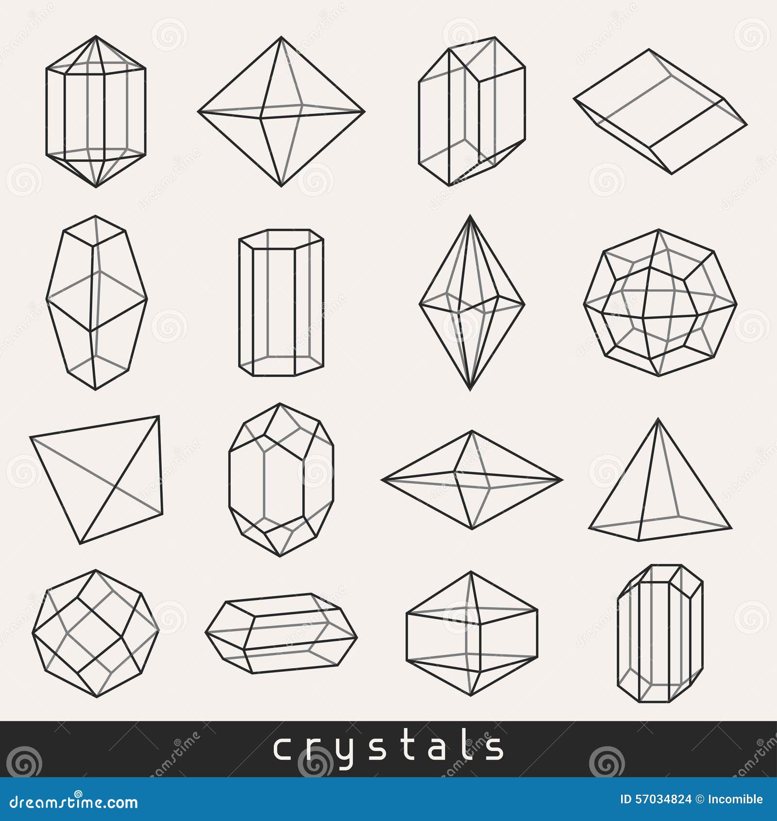 Set of Geometric Crystals Gem and Minerals Stock Vector - Illustration ...