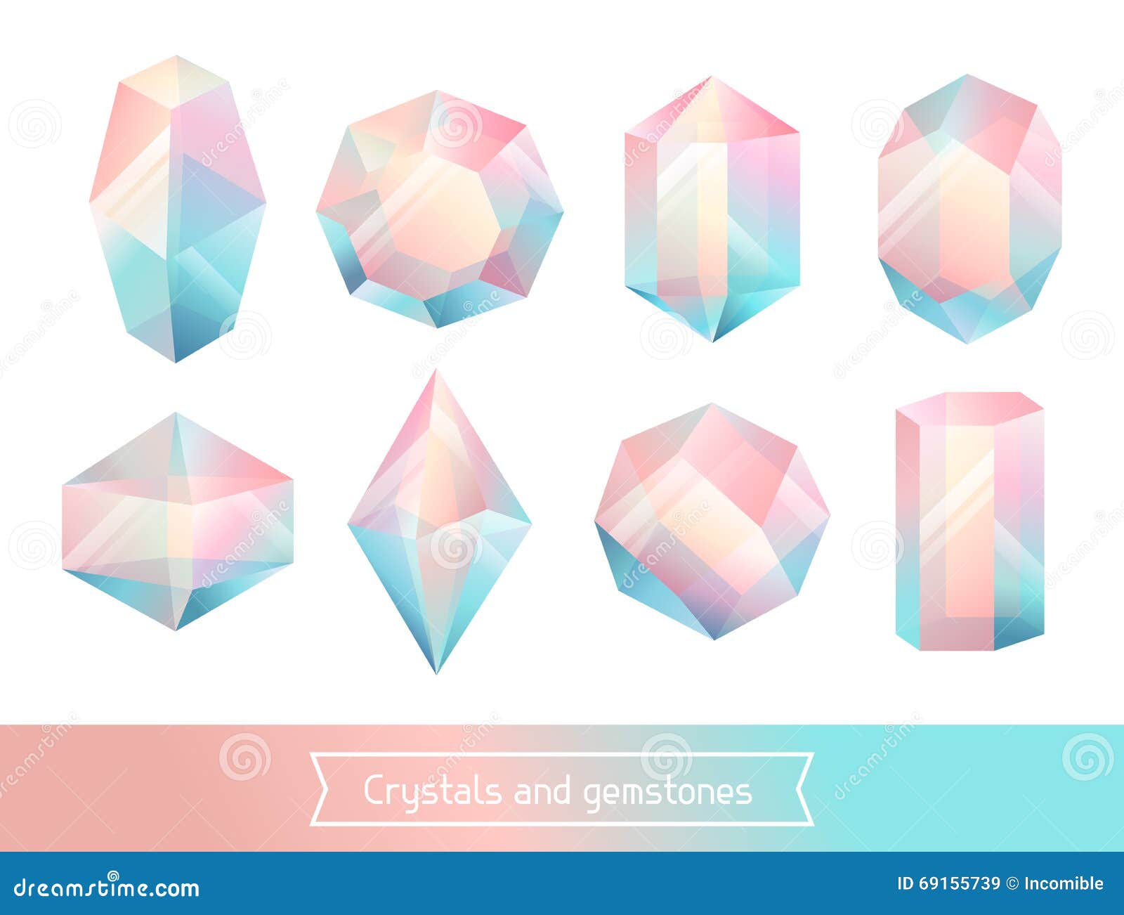 Set of Geometric Crystals Gem and Minerals Stock Vector - Illustration ...