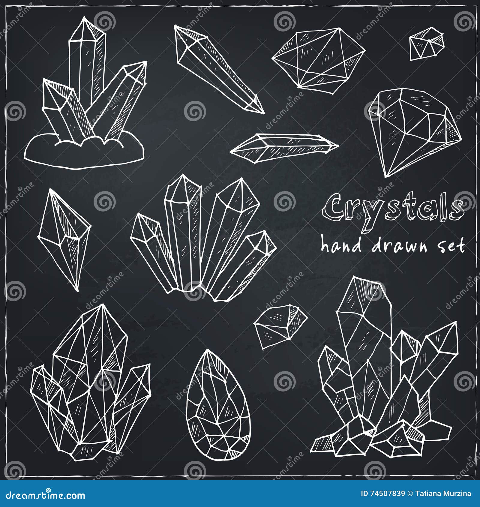 Set of Geometric Crystals Gem and Minerals. Stock Vector - Illustration ...