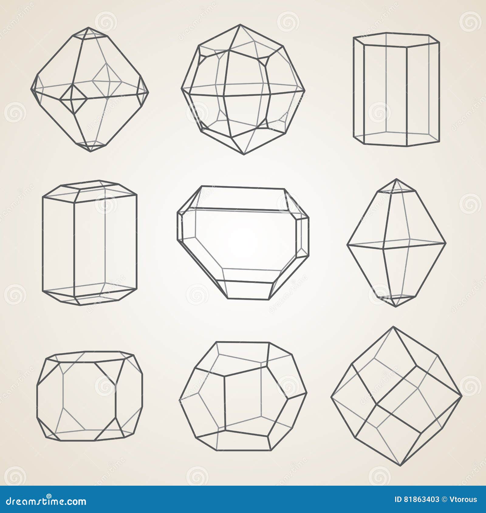 Set of geometric crystals. stock vector. Illustration of icon - 81863403