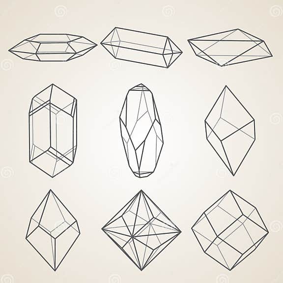 Set of geometric crystals. stock vector. Illustration of mosaic - 81863878