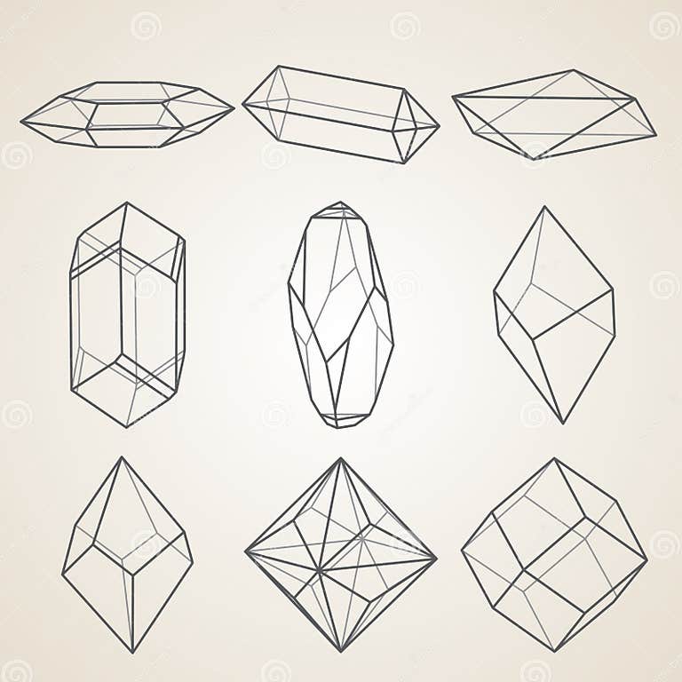 Set of geometric crystals. stock vector. Illustration of mosaic - 81863878