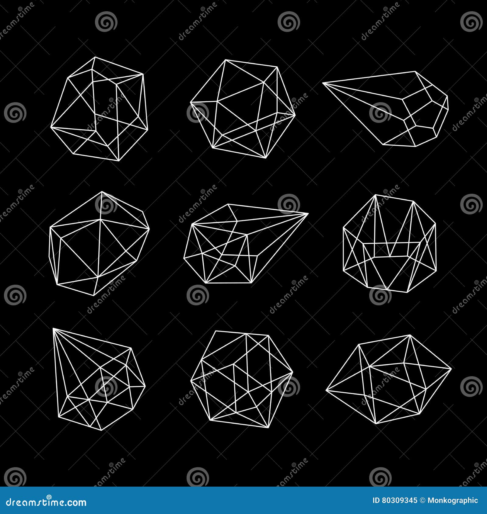 Set of geometric crystals. stock vector. Illustration of element - 80309345 Set of geometric crystals. stock vector. Illustration of element - 80309345