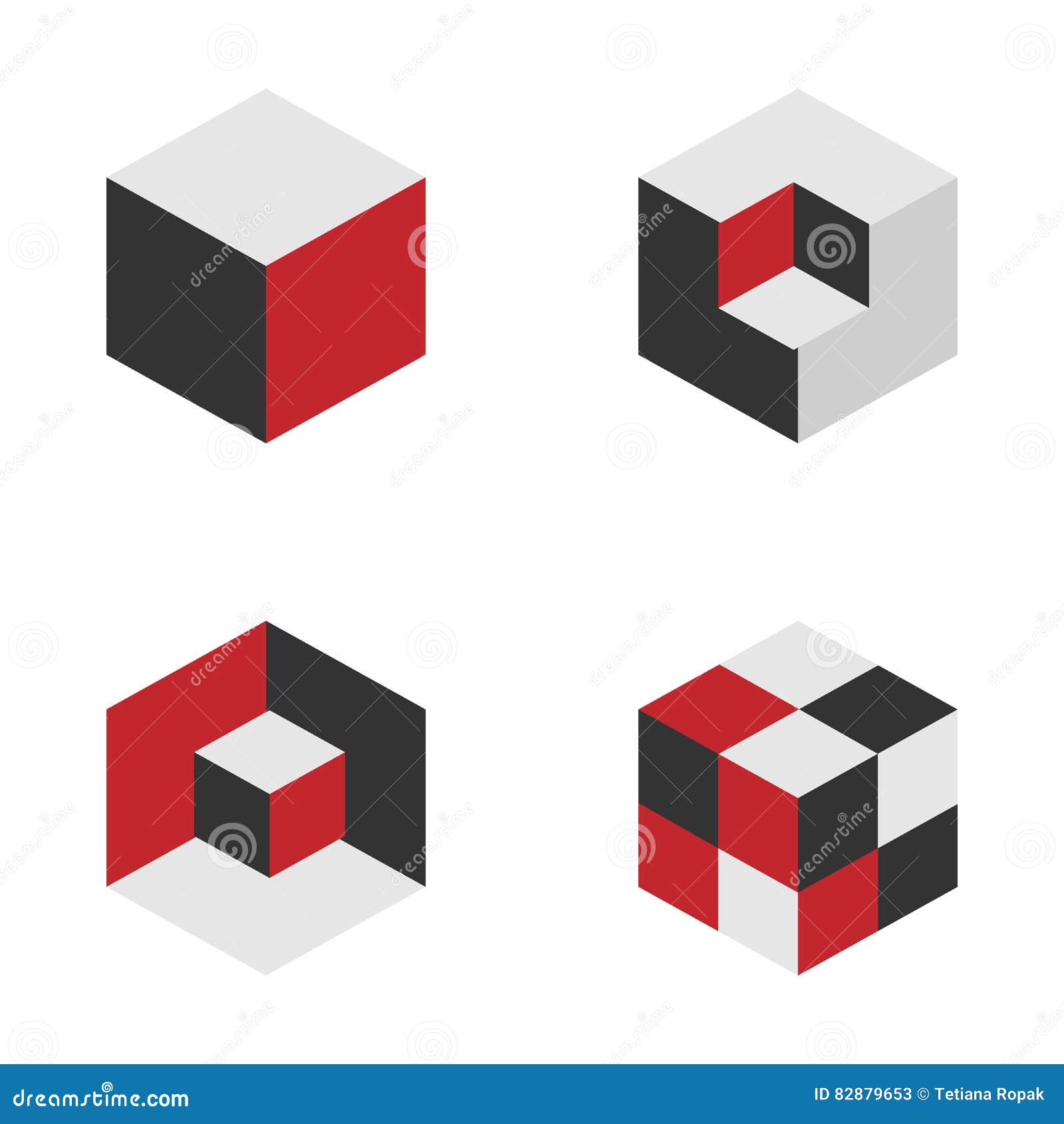 Set of Geometric Cube Pattern.Fashion Graphic Design.Vector ...