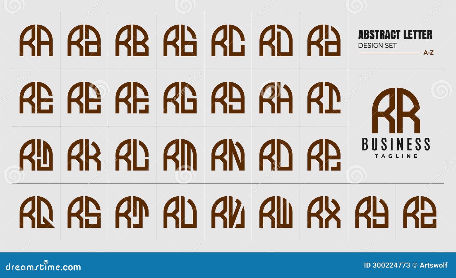 Set of Geometric Curve Abstract Shape Letter R RR Logo Design Stock ...