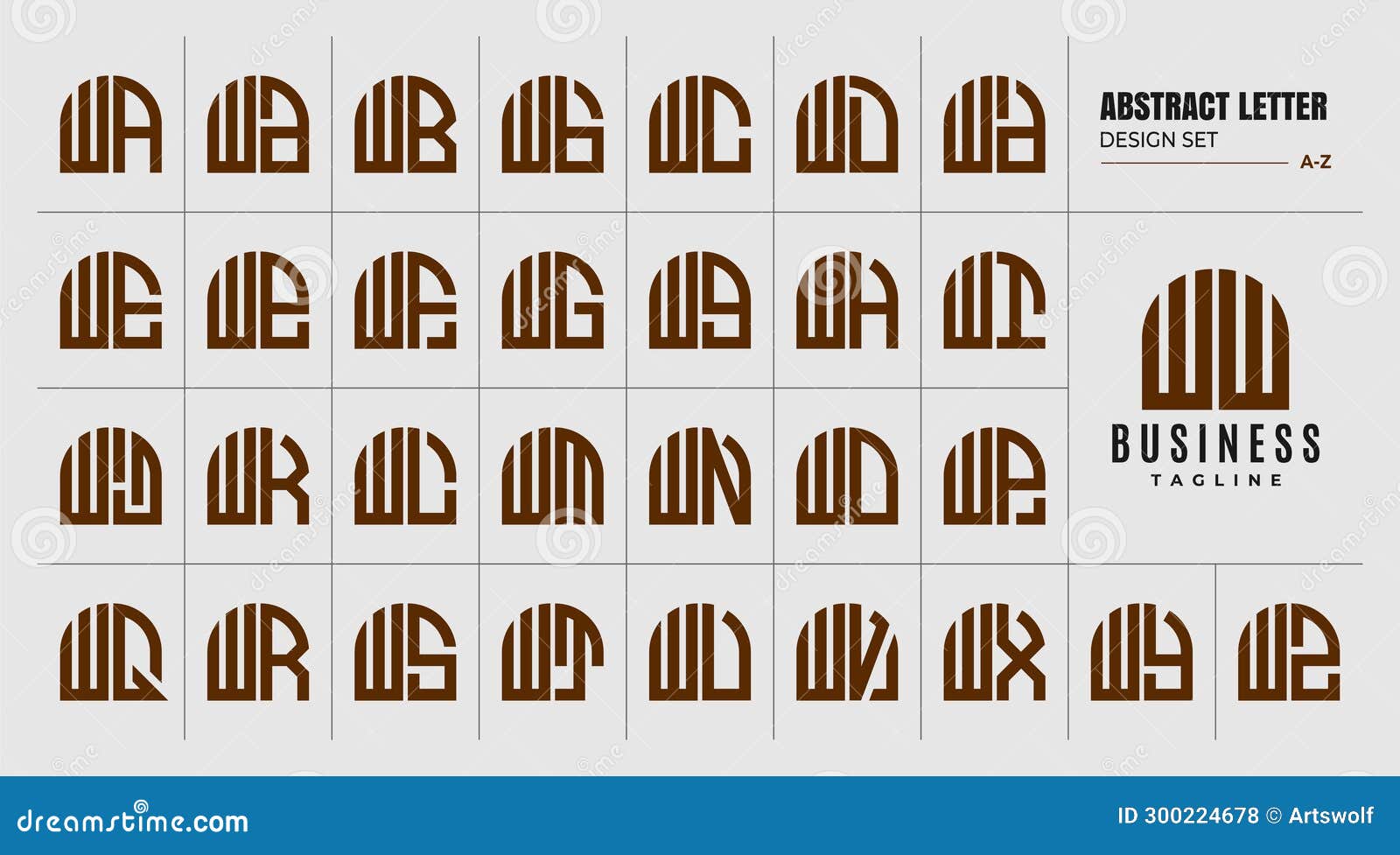 Set of Geometric Curve Abstract Shape Letter W WW Logo Design Stock ...