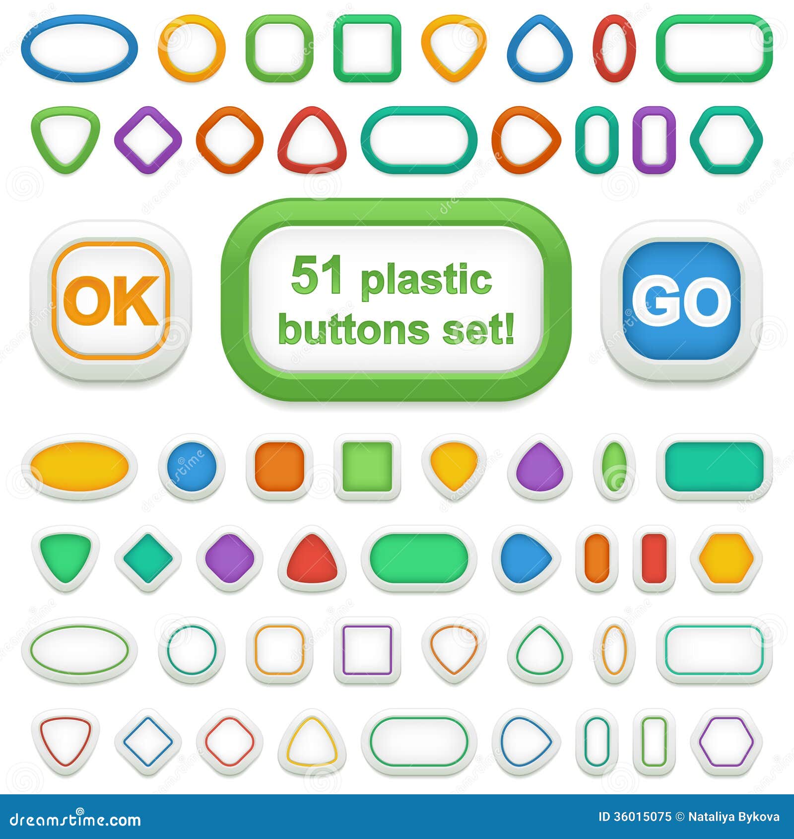 Set of 51 Geometric 3d Plastic Buttons and Infographic Elements Stock ...