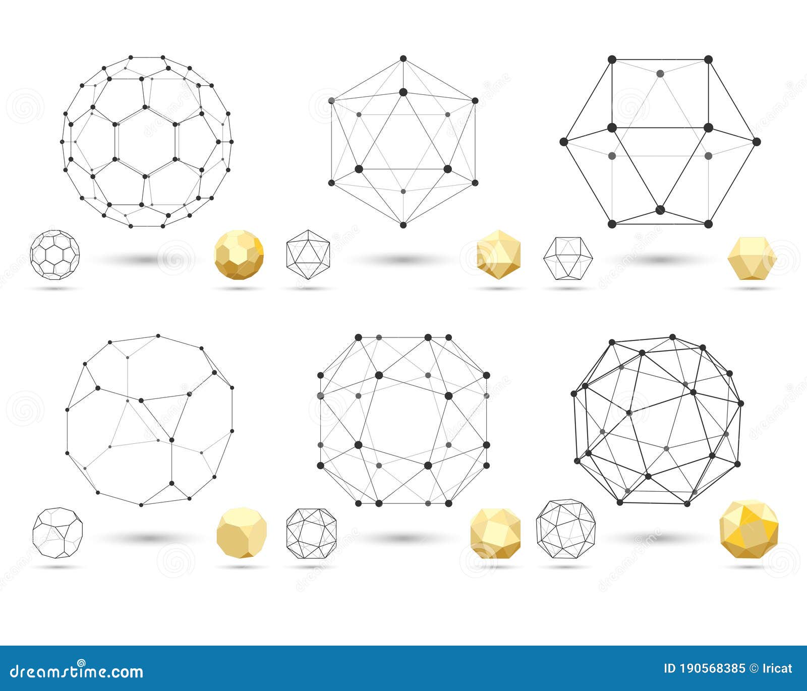 Set of Geometric 3D Polyhedron Shapes from Triangular Faces for Graphic ...