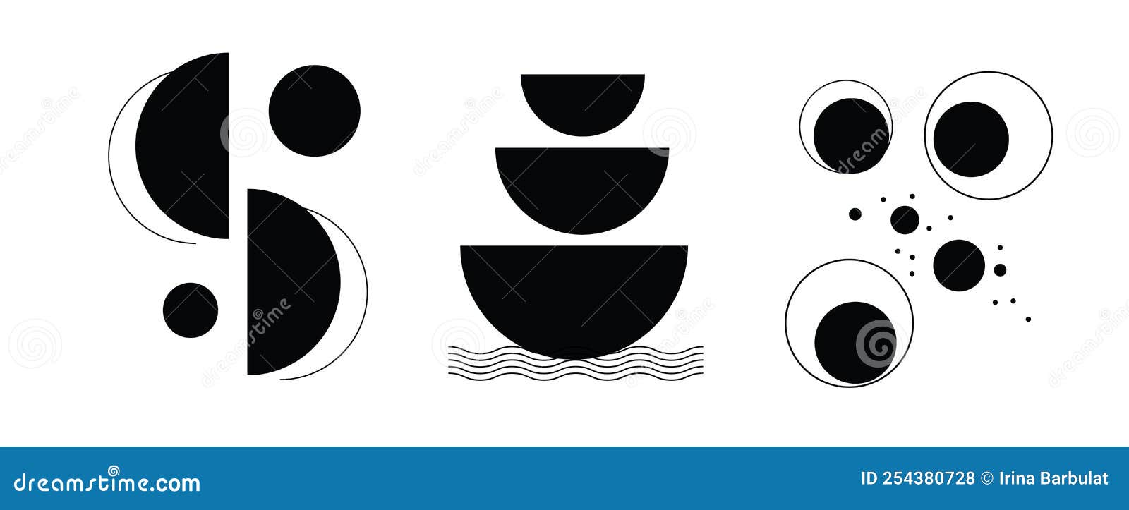 A Set of Geometric Elements: Circle, Line, Point. a Hand-drawn Figure ...