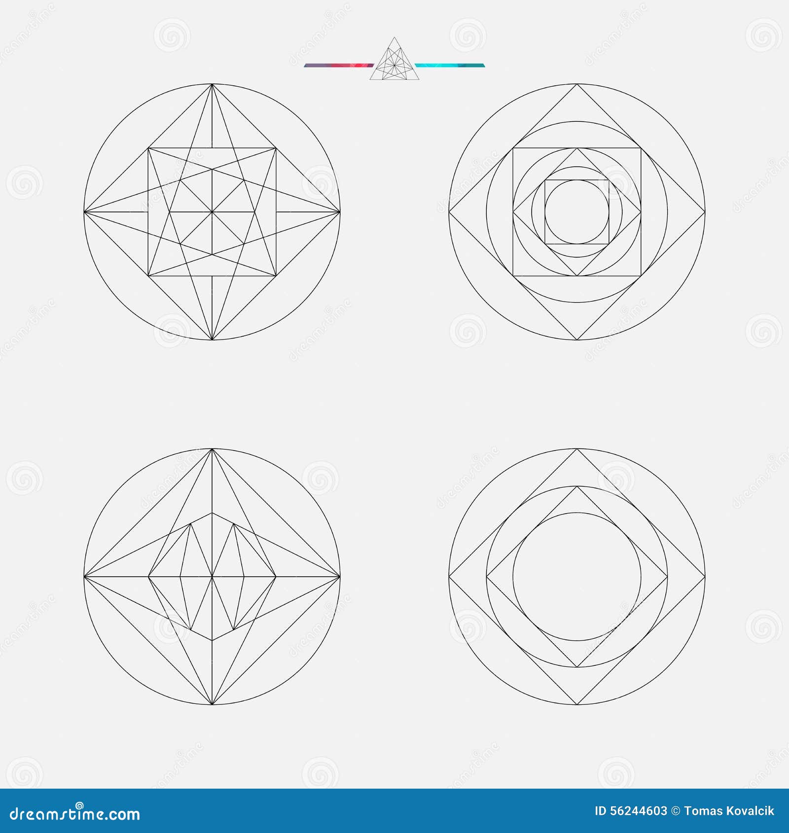 Set of Geometric Elements, Line Design Stock Vector - Illustration of ...