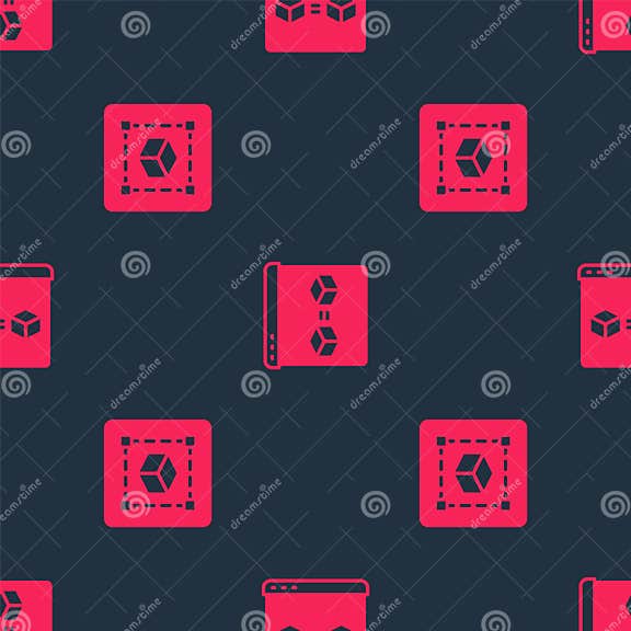 Set Geometric Figure Cube and 3D Printer Perfect Copy on Seamless ...