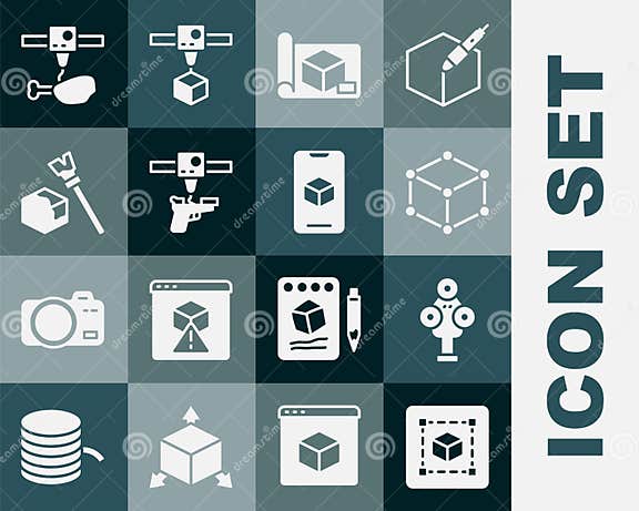 Set Geometric Figure Cube, 3D Scanner, Isometric Cube, Graphing Paper ...