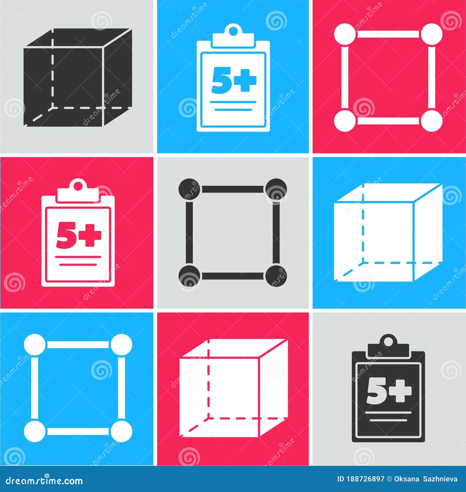 Set Geometric Figure Cube, Test or Exam Sheet and Geometric Figure ...