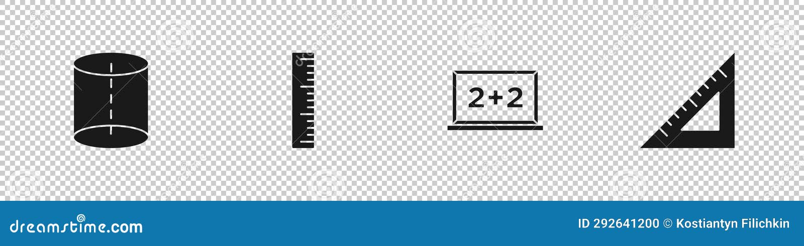 Set Geometric Figure, Ruler, Chalkboard and Triangular Ruler Icon ...