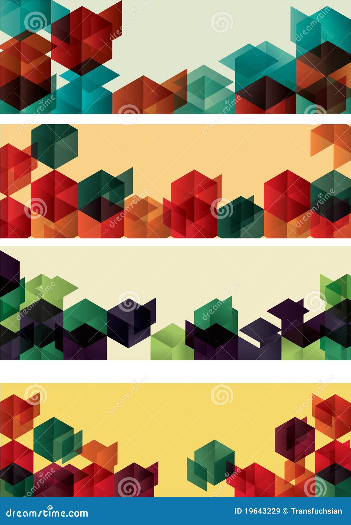 Set of Geometric Gradient Cube Web Banners Stock Vector - Illustration ...