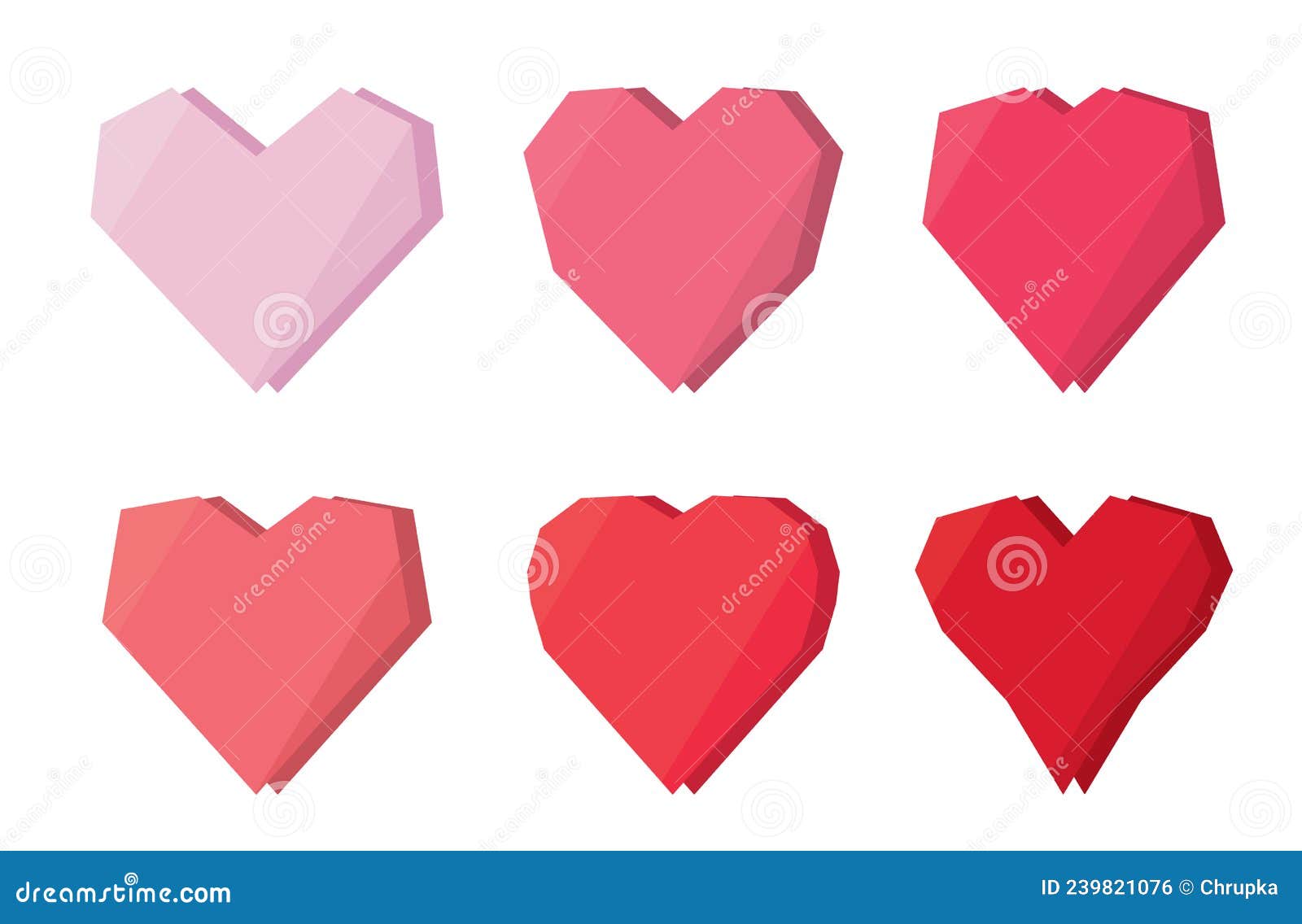 Set of geometric hearts stock vector. Illustration of origami - 239821076