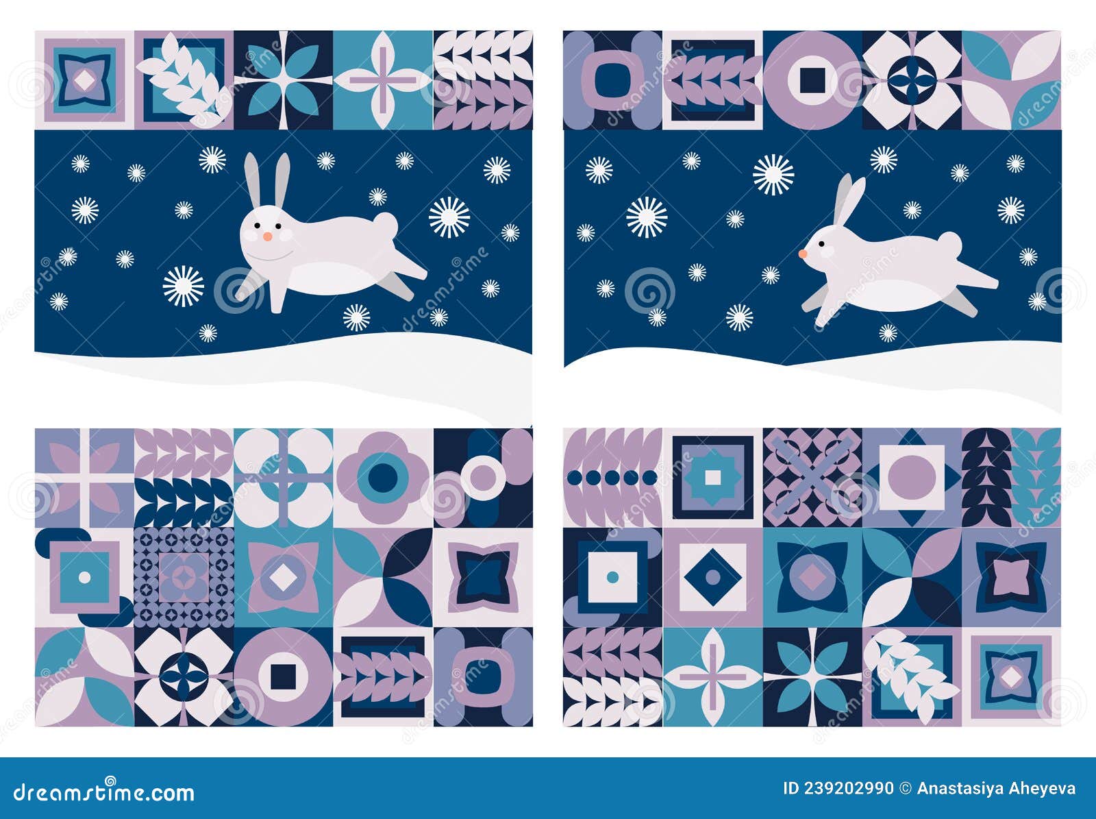 Set of Geometric Illustrations with White Rabbit and Neo Geometry ...