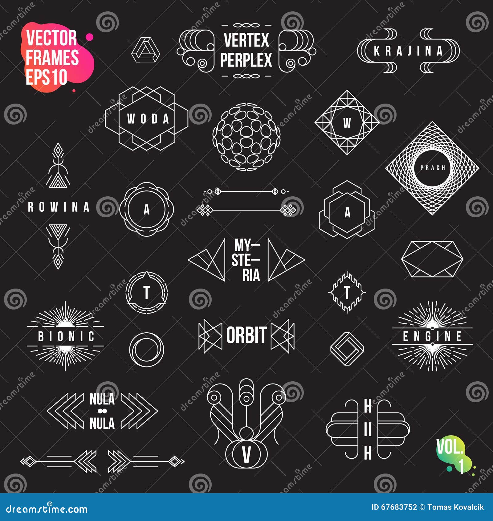 Set of Geometric Logotypes, Frames, Signs, Emblems and Badges Stock ...