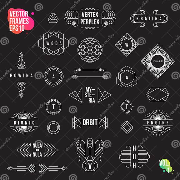 Set of Geometric Logotypes, Frames, Signs, Emblems and Badges Stock ...