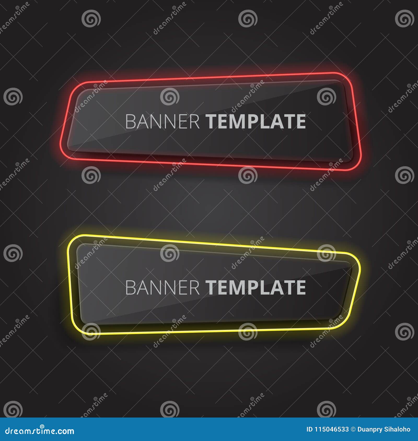 Set of Geometric Neon Banners Stock Vector - Illustration of vivid ...